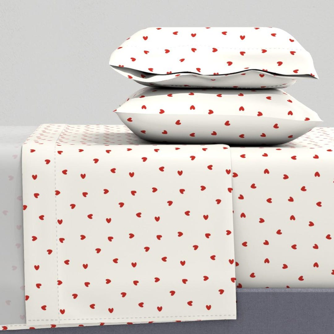 Coquette Sheets - Red Hearts on Cream by Ashleighfish - Valentine's Day ...