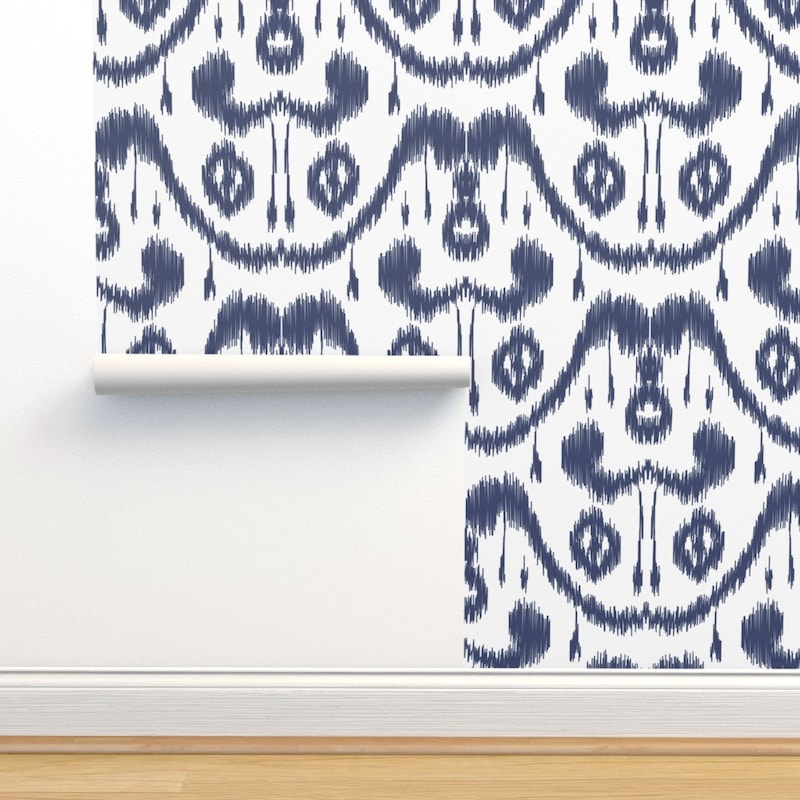 Blue Ikat Wallpaper - Etsy