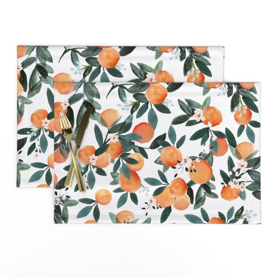 Citrus Fruit Placemats set of 2 Dearclementine_white by - Etsy