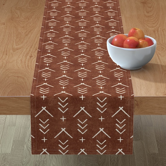 Neutral Mudcloth Table Runner Mudcloth Arrows Rust by | Etsy
