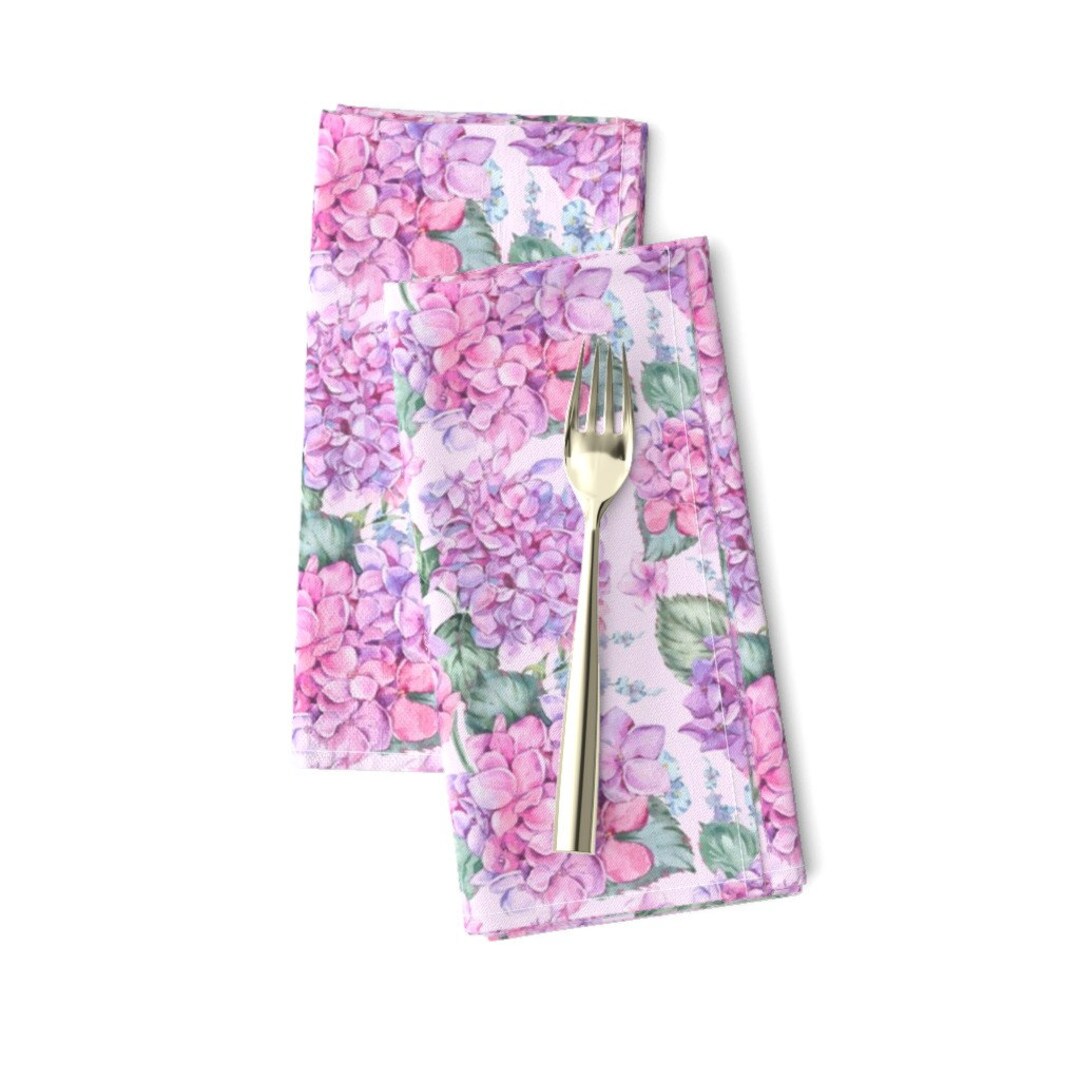 Hydrangea Floral Dinner Napkins set of 2 Pink Hydrangea by - Etsy