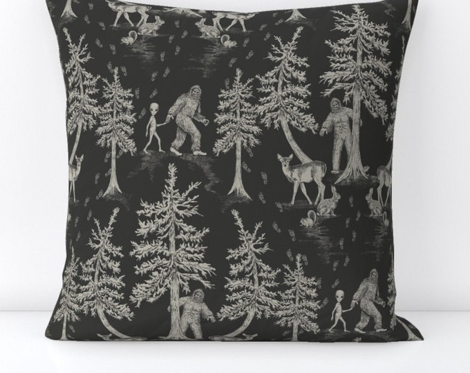 Sasquatch Fabric Bigfoot & Friends by Somecallmebeth Cryptids Charcoal ...