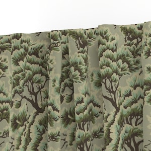 Sage Green Tree Curtain Panel - Traditional Classic Woodland Forest ...