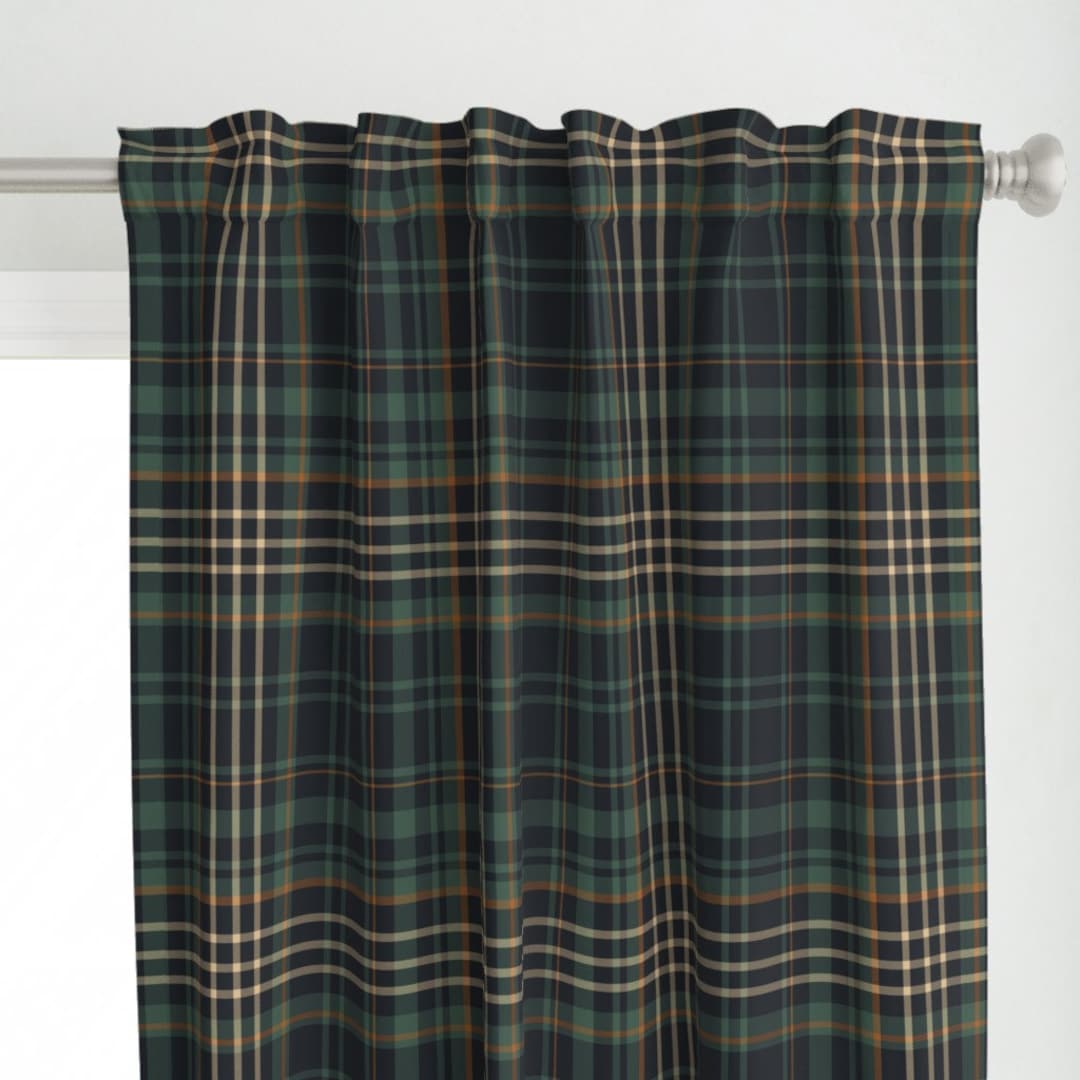 Dark Green Check Curtain Panel Modern Tartan Plaid by Tessab_studio ...