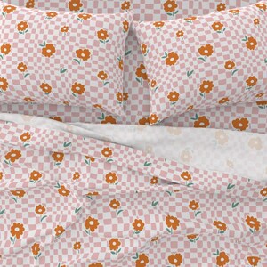 Blush Pink Check Sheets - Checkered Flower by Alenkakarabanova - Burnt ...