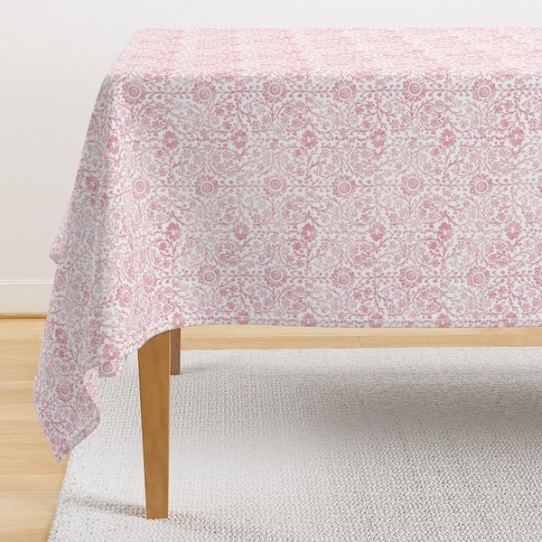 Pink Block Print Tablecloth - Etsy