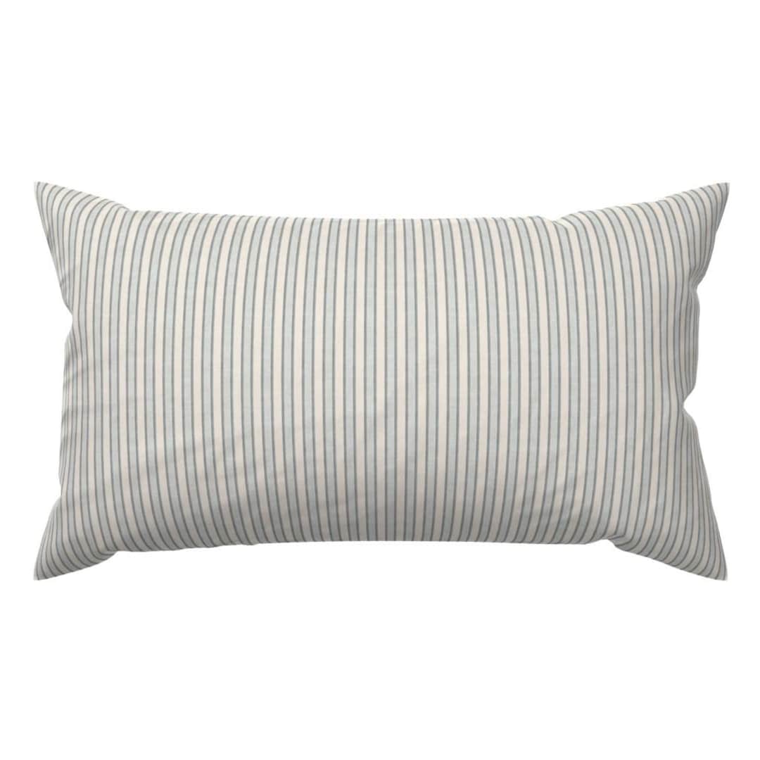 Blue Ticking Stripe Lumbar Pillow – Rectangle Accent Pillow Cover - Etsy