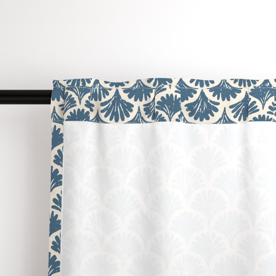 Sea Shell Scallop Curtain Panel - Coastal Nautical Block Print Neutral ...
