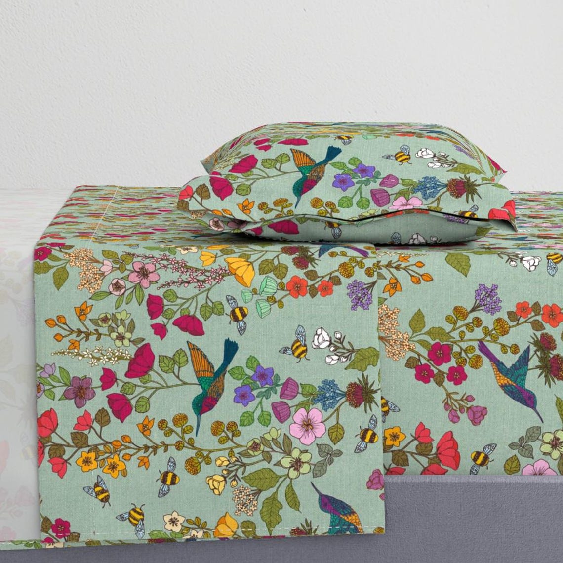 Victorian Garden Sheets - Hummingbirds and Bees by Ceciliamok ...