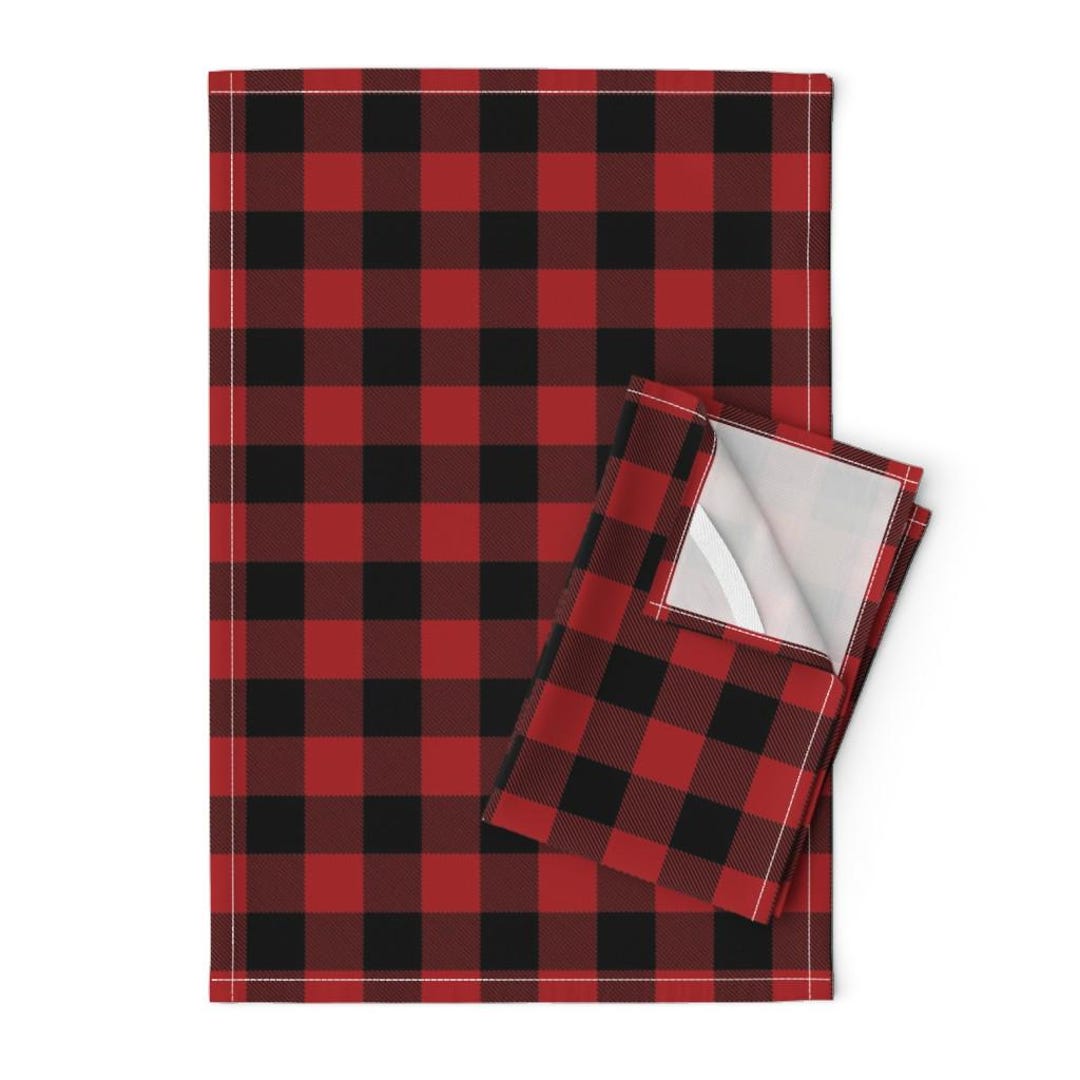 Buffalo Check Tea Towels Set of 2 - Christmas Red Black Checks Checker ...