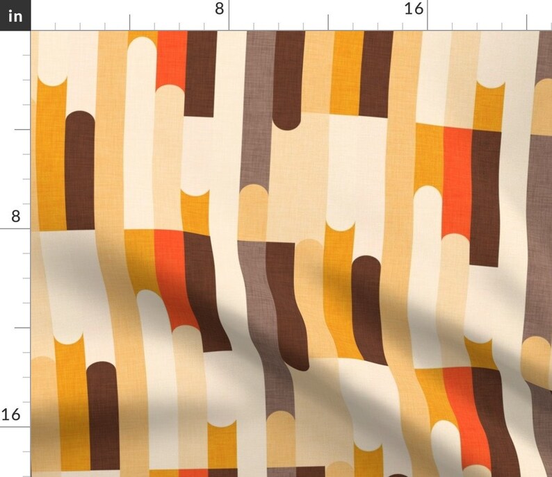 Retro Color Block Curtain Panel Classic Mid Mod by - Etsy