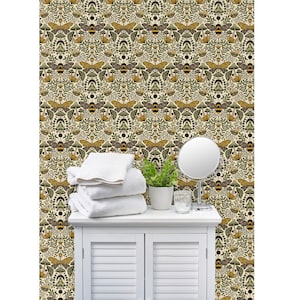 Mushroom Botanical Non-pasted Wallpaper Art Nouveau Medium Scale - Bees ...