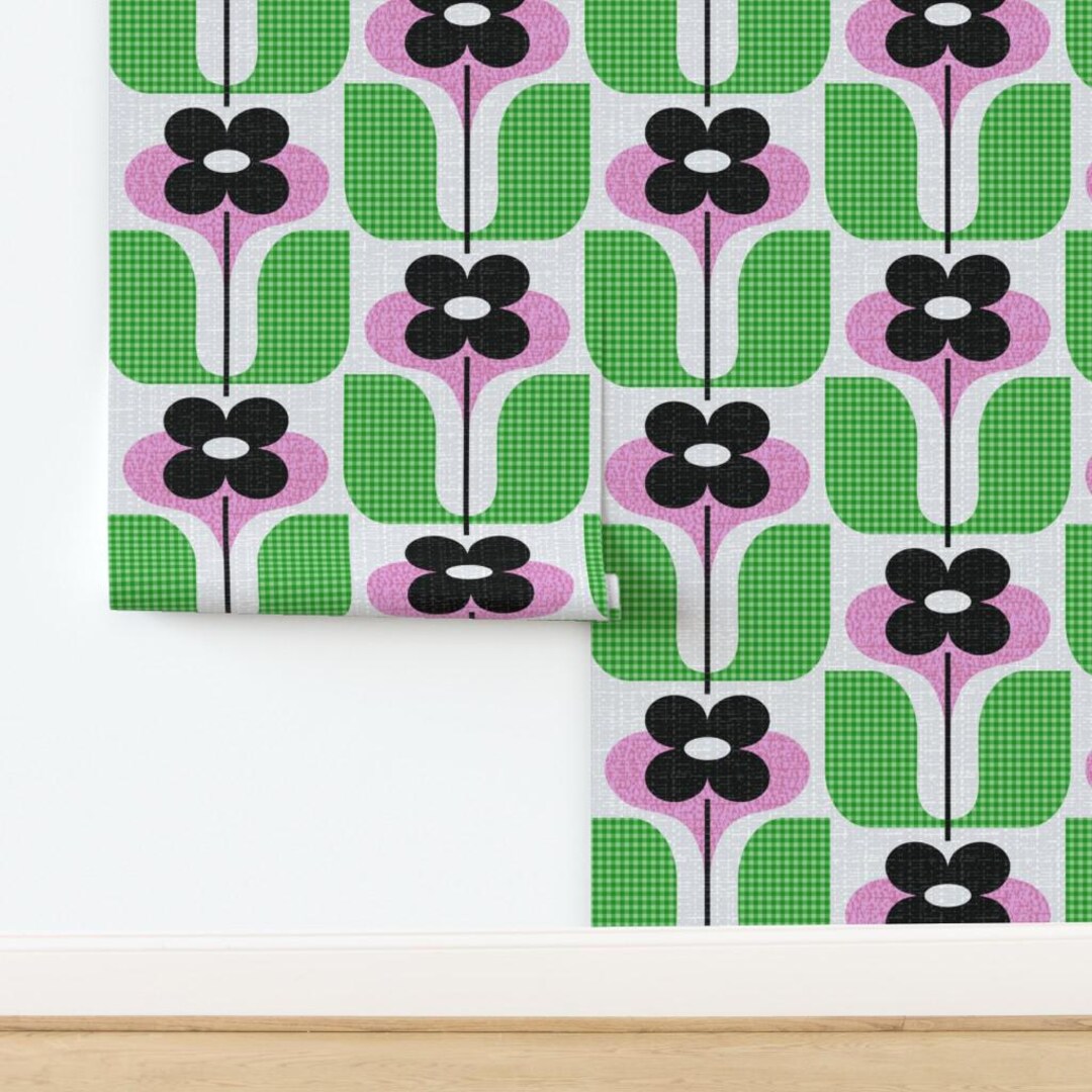 Preppy Floral Non-pasted Wallpaper - Preppy Mod Flowers by Ottomanbrim ...