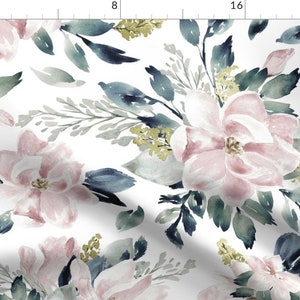 Watercolor Curtain Panel Magnolia by Northeighty Botanical - Etsy