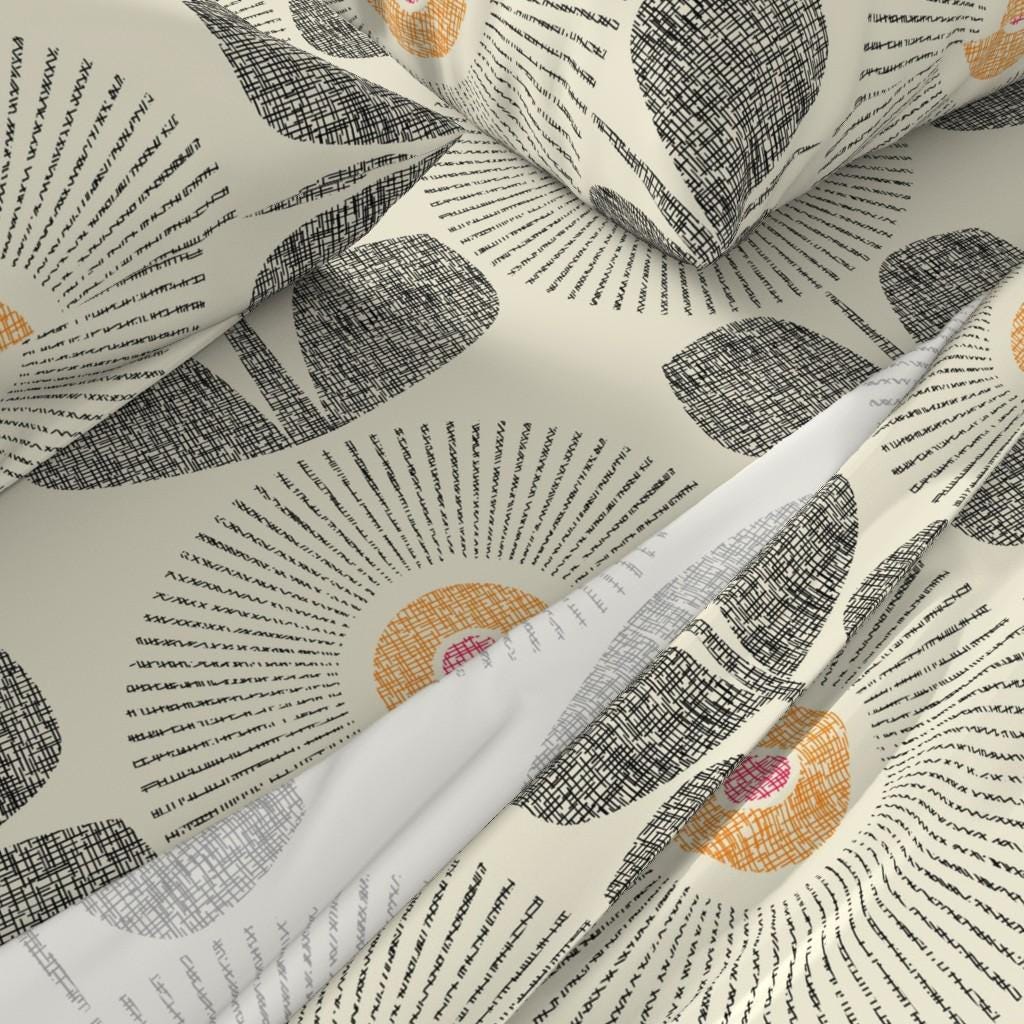 Mid Century Modern Sheets - Sunflowers by Maeparadise - Retro Floral ...