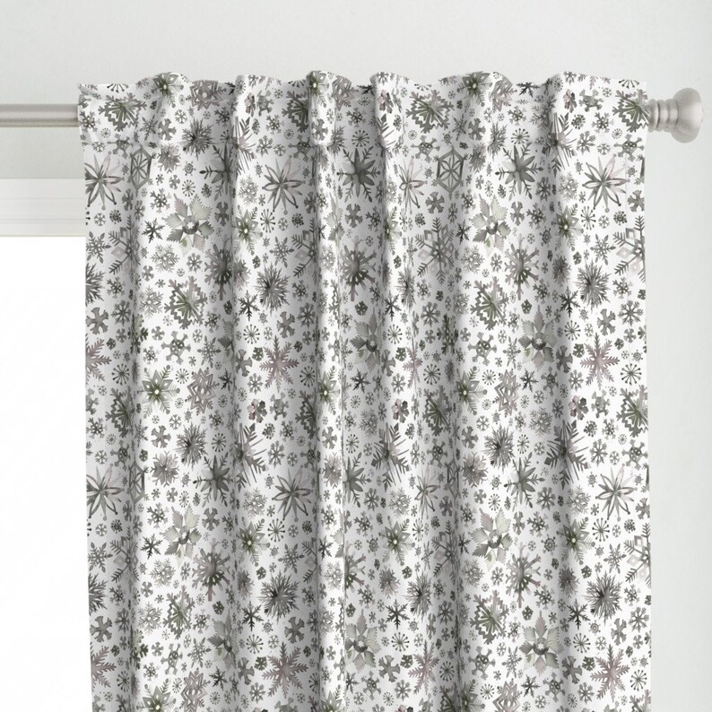 Snowflakes Curtain Panel Winter Snowflakes by Ninola-design - Etsy