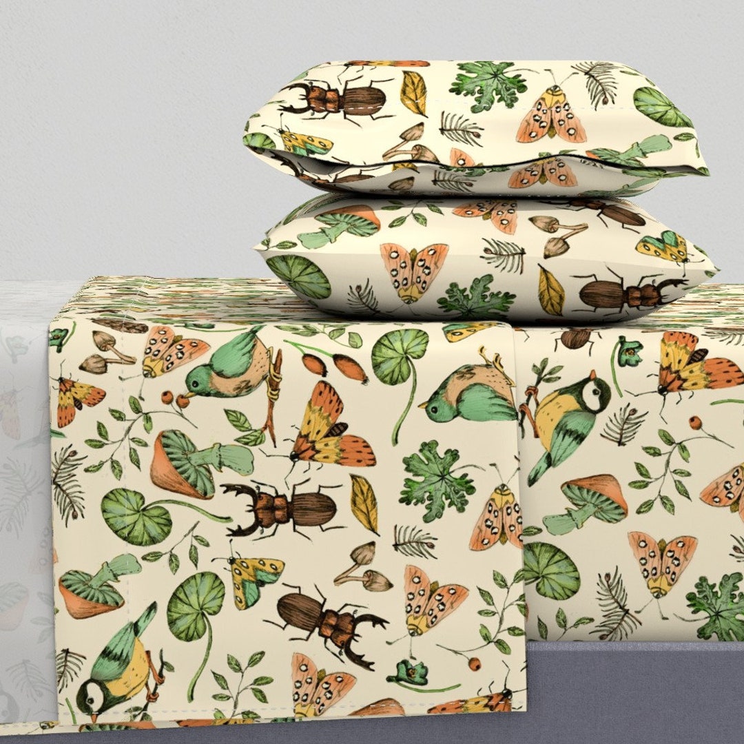 Moths and Insects Sheets Little Forest Print by Gomboc Vintage Inspired ...