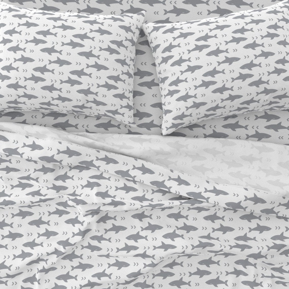 Grey Shark Sheets Shark Fabric by Charlottewinter Nautical | Etsy