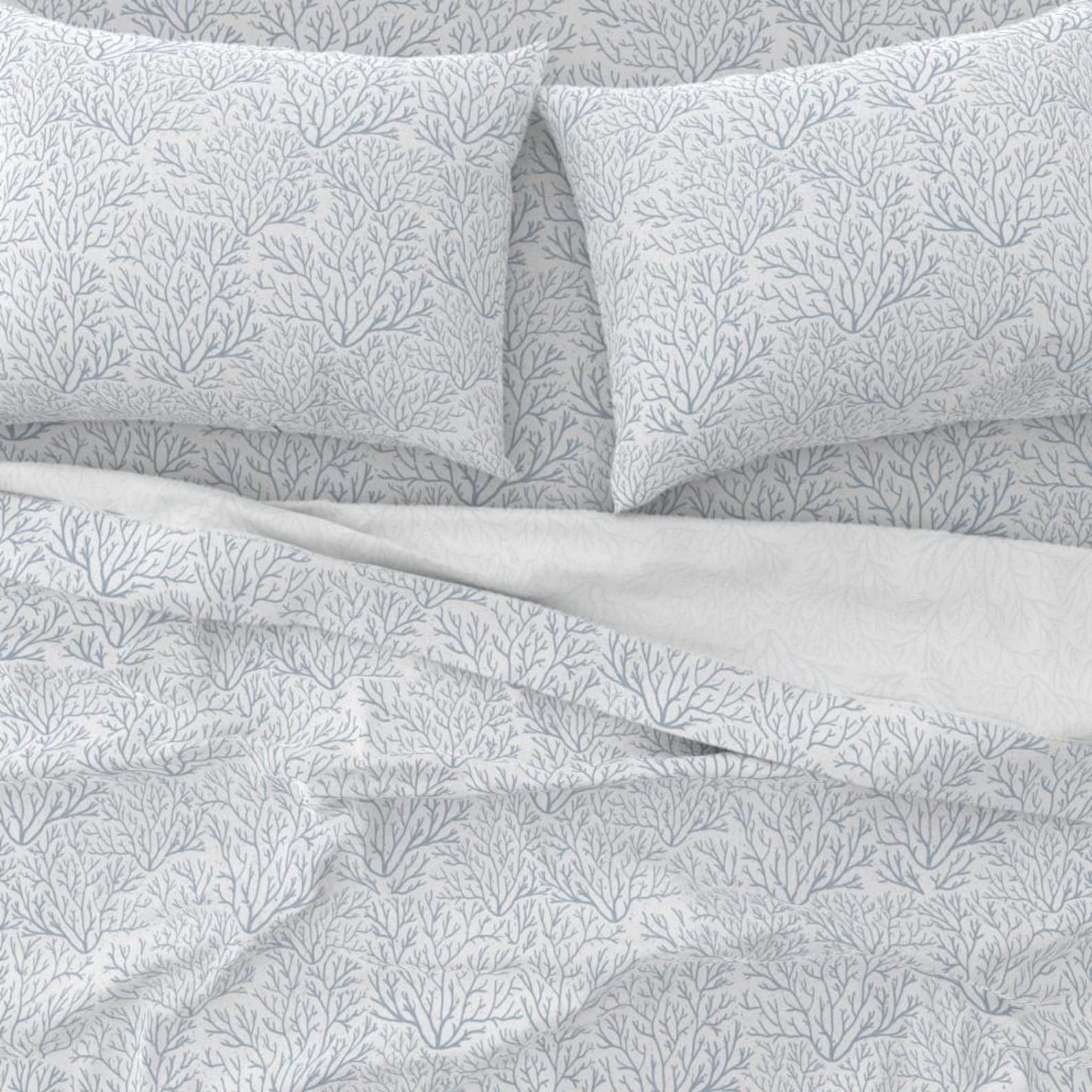 Coastal Blue Gray Sheets - Coral Reef by Kittenlane - Coral Reef Fan ...