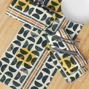 Modern Bauhaus Table Runner - Block Print by Elebo_designs - Abstract ...