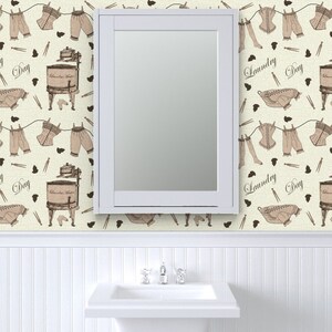 Vintage Laundry Non-pasted Wallpaper Gadgets Geek Retro Laundry Pegs ...
