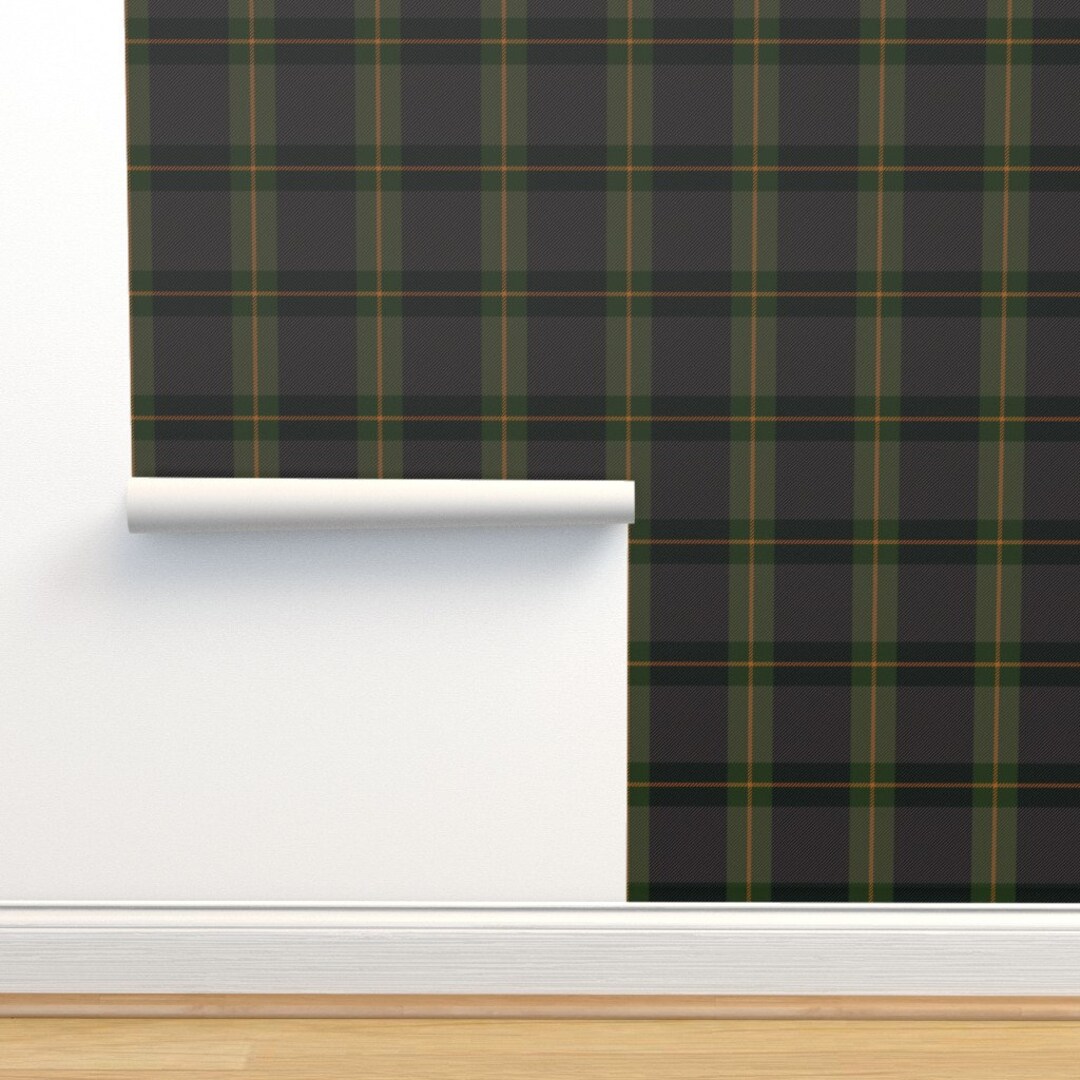 Dark Green Plaid Non-pasted Wallpaper - Hunter Plaid by Laura_nisbet_art - Victorian Navy Tartan ...