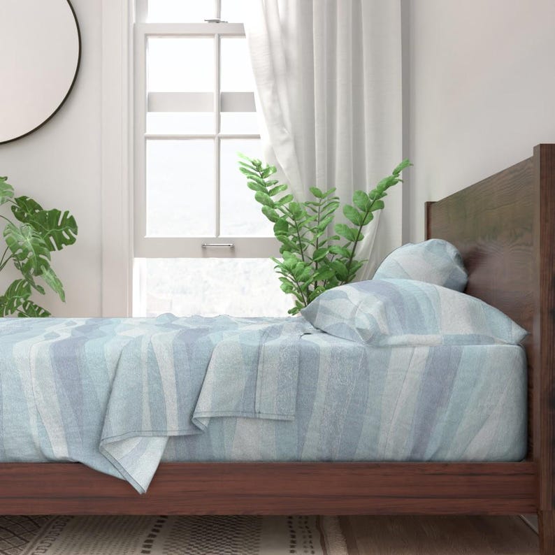 Minimal Coastal Sheets - Sky Blue Wave by Wren_leyland - Ocean Nautical ...