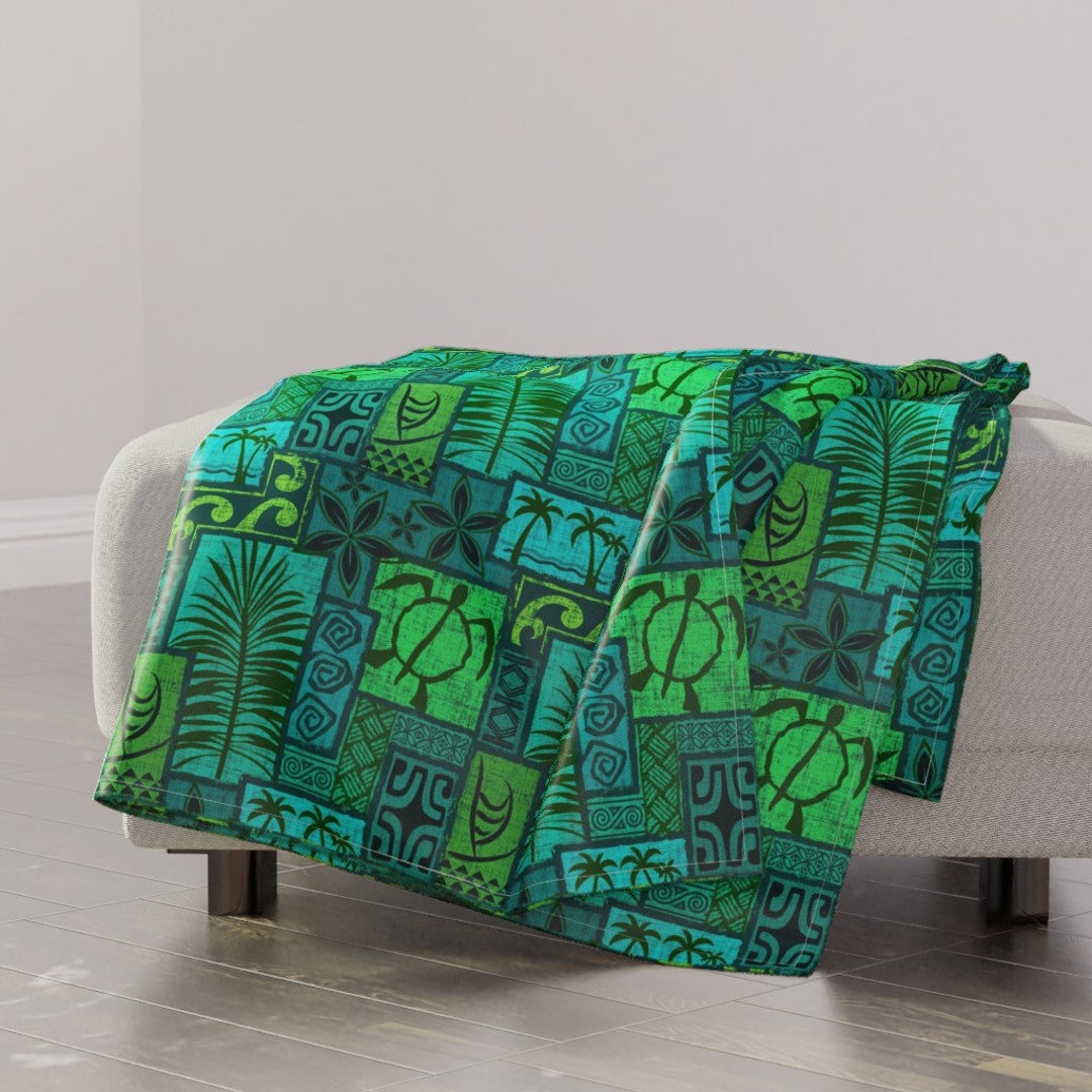 Hawaiian Throw Blanket Moku Malihini by Madtropic Tiki - Etsy