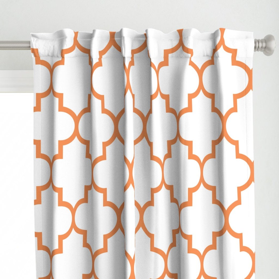 Orange Curtain Panel Quatrefoil Xl Tangerine on White by Misstiina ...