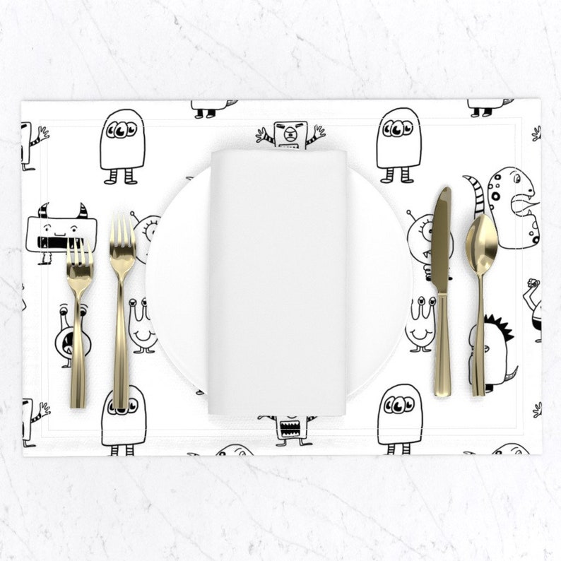 Little Monsters Placemats set of 2 Monsters Black and - Etsy