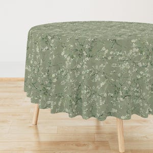 Impressionist Tablecloth - Almond Blossom Sage by Delinda_graphic ...