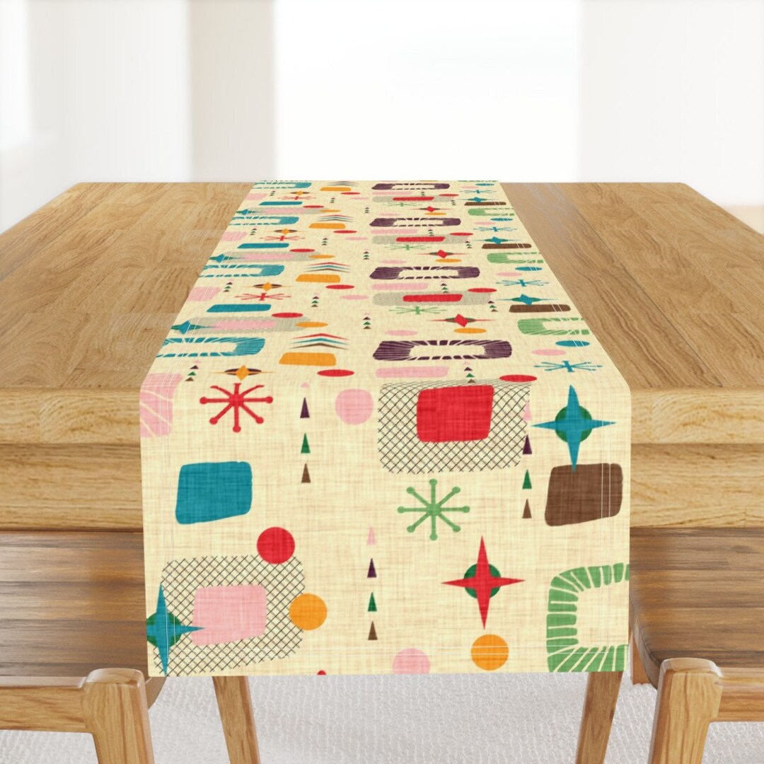 Retro Mod Table Runner 1950s Atomic Pattern by Bruxamagica - Etsy
