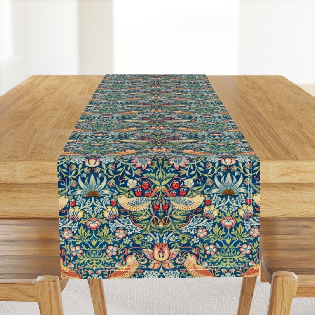 Vivid Victorian Table Runner - Strawberry Thief by Utart - Antique ...