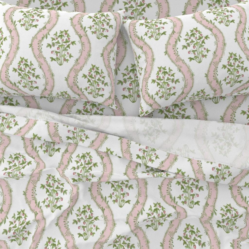 Victorian Garden Sheets - Strawberry Center Stripe by Danika_herrick ...