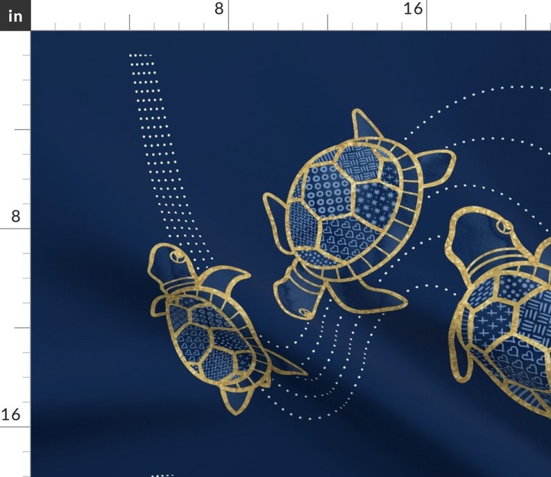 Sashiko Turtles Tea Towel Three Turtles by marketa_stengl | Etsy