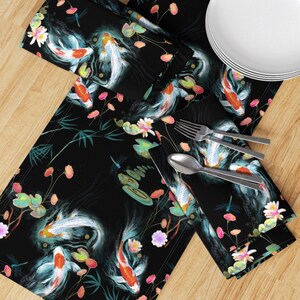 Koi Pond Table Runner Japanese Water Garden Black by Designed_by_debby ...