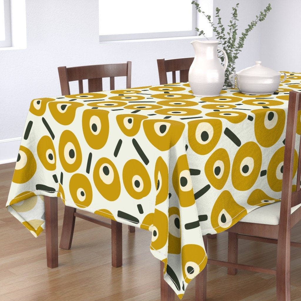 Abstract Tablecloth Birds Eye View Mustard by Melarmstrong - Etsy