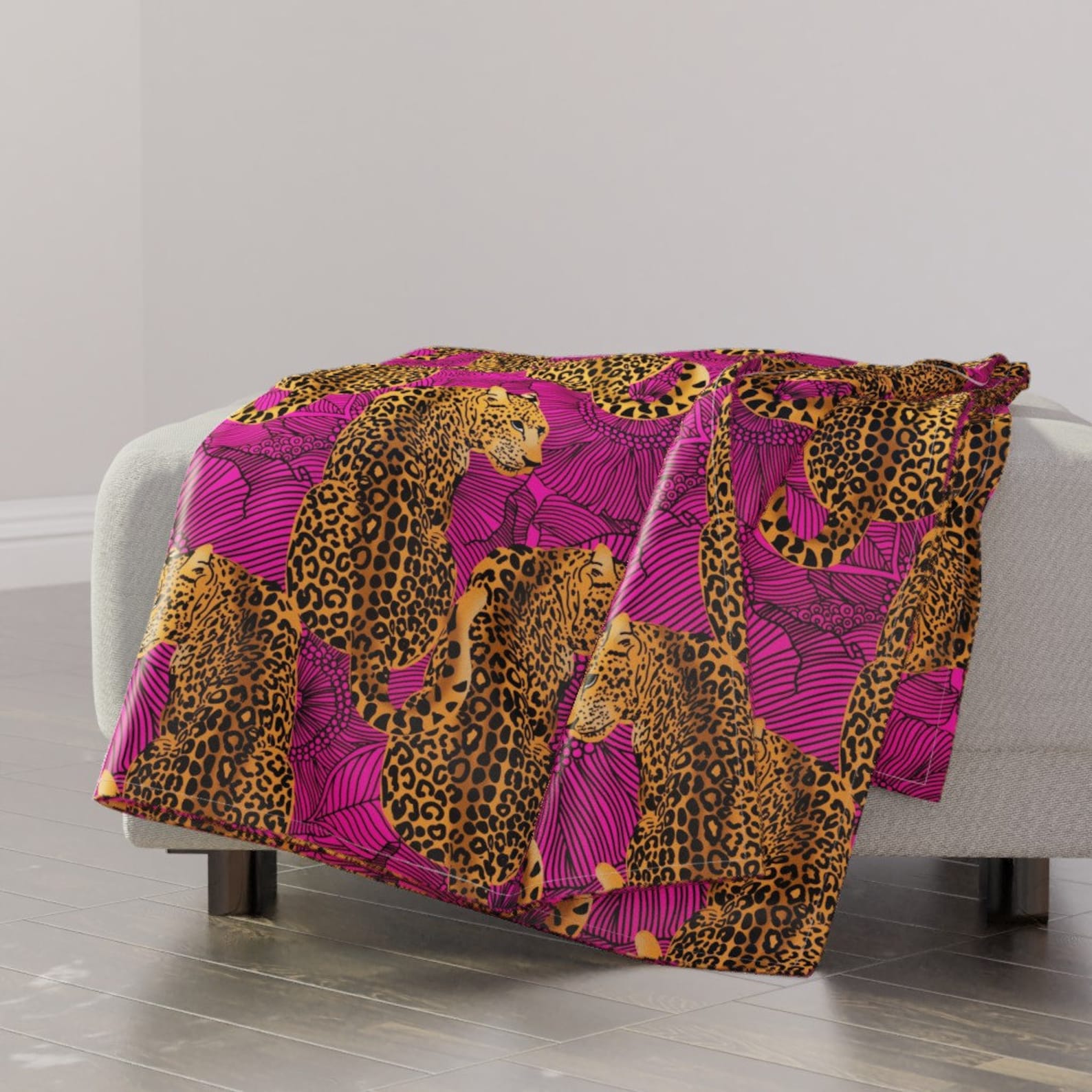 Maximalist Leopard Throw Blanket - Hot Pink Large Safari Zoo Bright ...