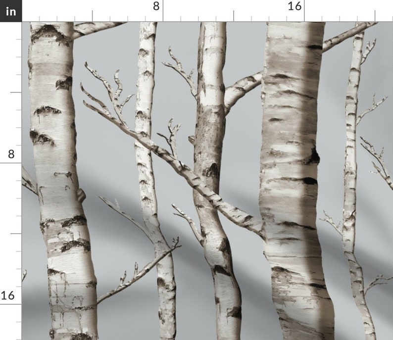 Birch Tree Curtain Panel Birch Grove in Whitestone by - Etsy