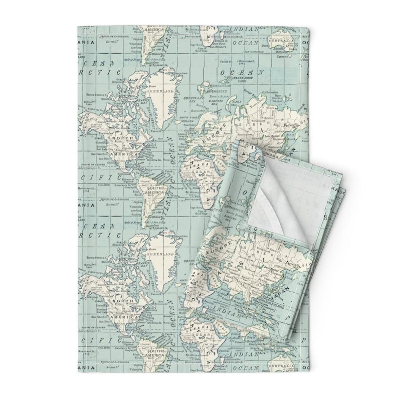 Linen World Map - Etsy