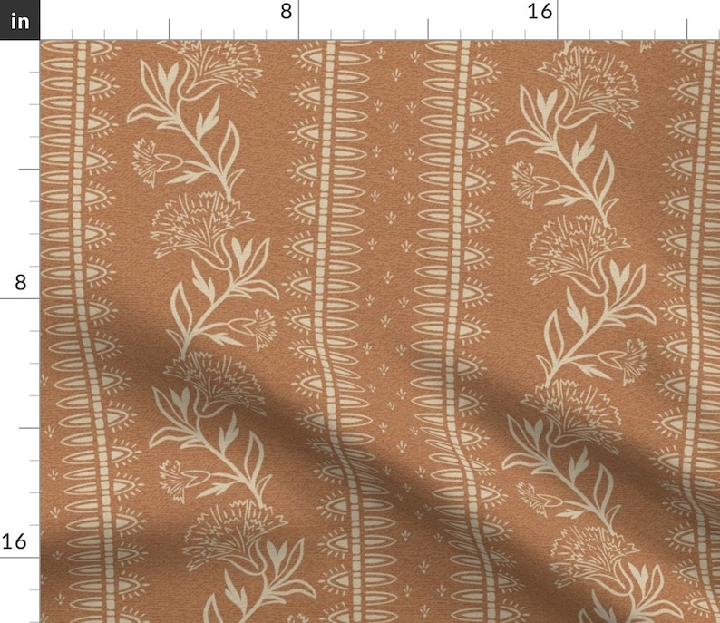 Block Print Curtain Panel - Indian Floral Border Print Traditional ...