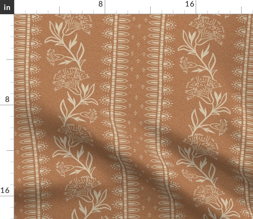 Block Print Curtain Panel - Indian Floral Border Print Traditional ...