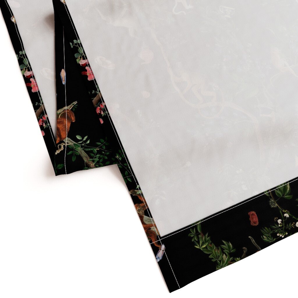 Exotic Monkey Curtain Panel - Jungle Forest Chinoiserie Black Green ...