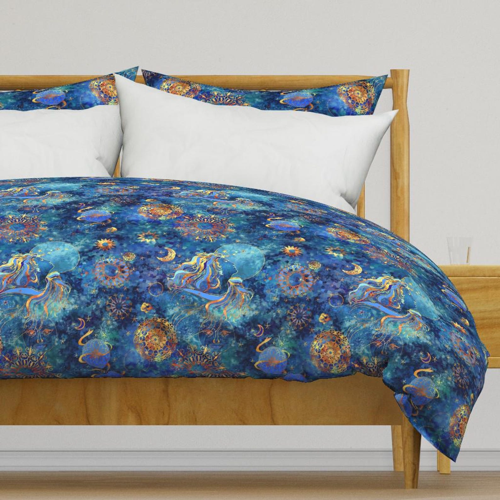Celestial Watercolor Bedding - Blue Moon by Designed_by_debby - Night ...