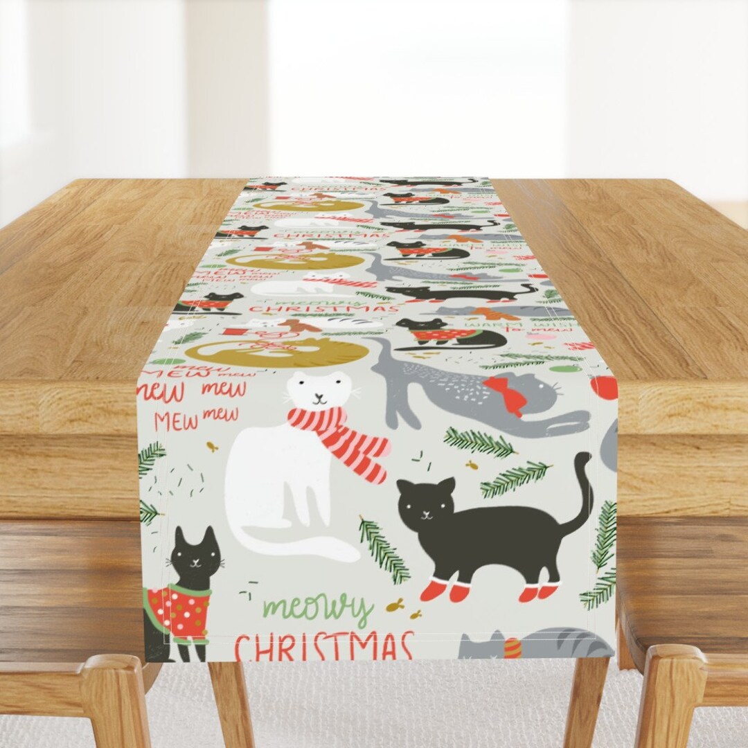 Christmas Cats Table Runner - Meowy Christmas by Shelbyallison ...