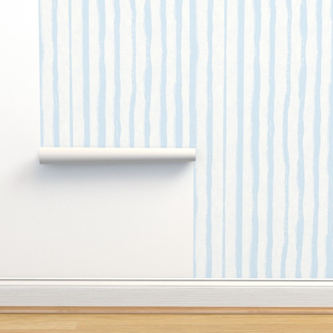 Stripe Commercial Grade Wallpaper Blue Paint Stripes by - Etsy