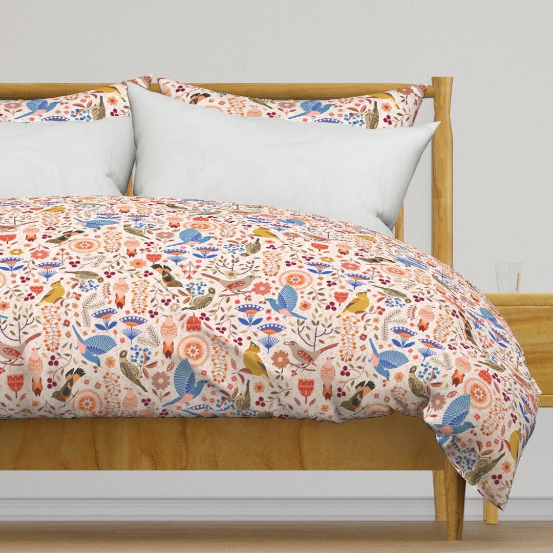 Birds Duvet Cover Birds Eating Berries Watching by - Etsy