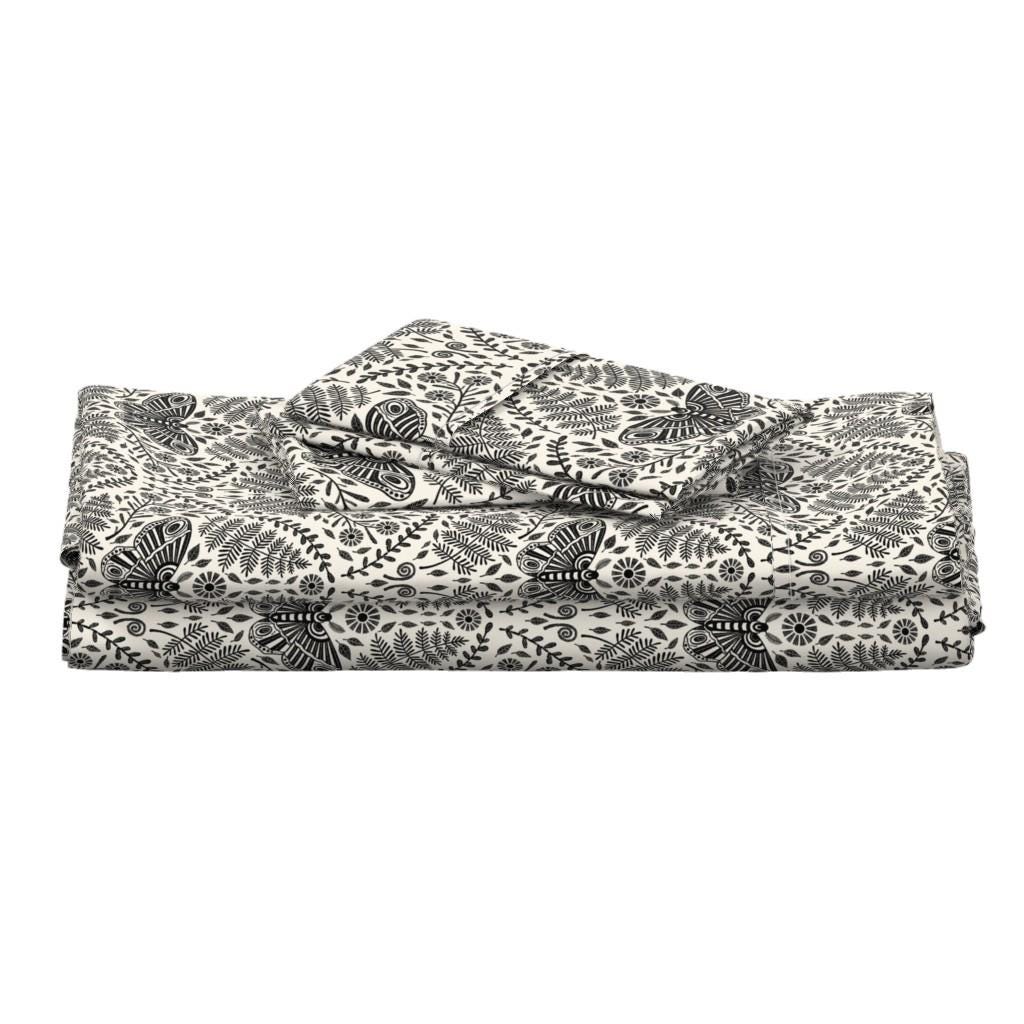 Dark Boho Sheets - Luna Moth Damask by Katanti - Witchy Moody Luna Moth ...