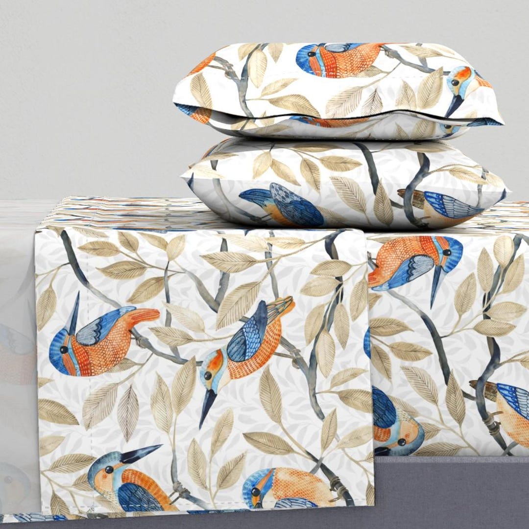 Watercolor Birds Sheets - Kingfisher Watercolor by Mikka_sole ...