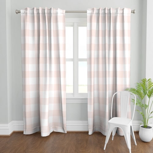 Buffalo Check Curtain Panel Pink and White Gingham by - Etsy